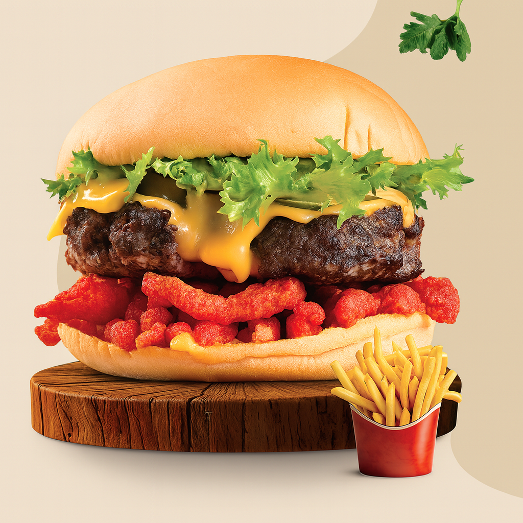 BBQ CHEETOS BURGER - Sustainabite Cafe